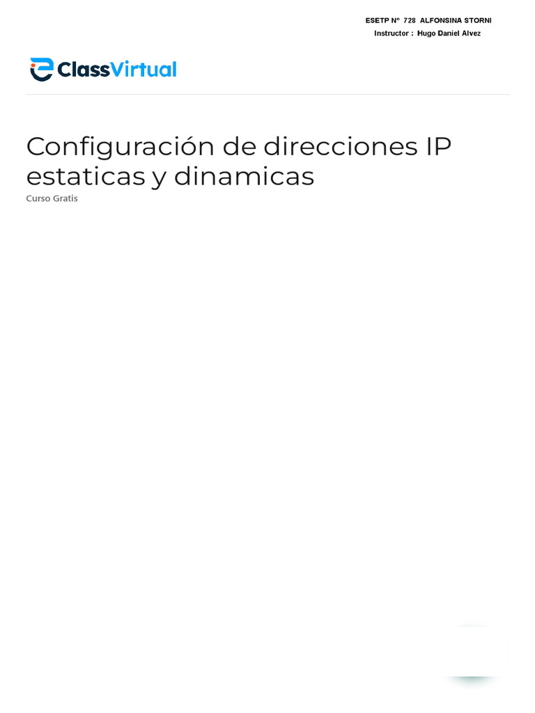 Configuración de Direcciones IP Estaticas y Dinamicas | PDF