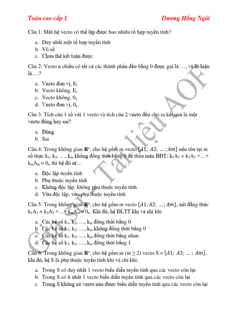 Trắc nghiệm TCC1 buổi 1 trắc nghiệm | PDF