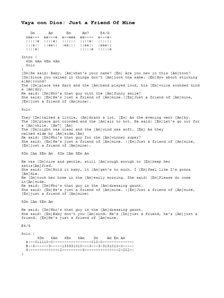 Vaya Con Dios - Just A Friend of Mine | PDF