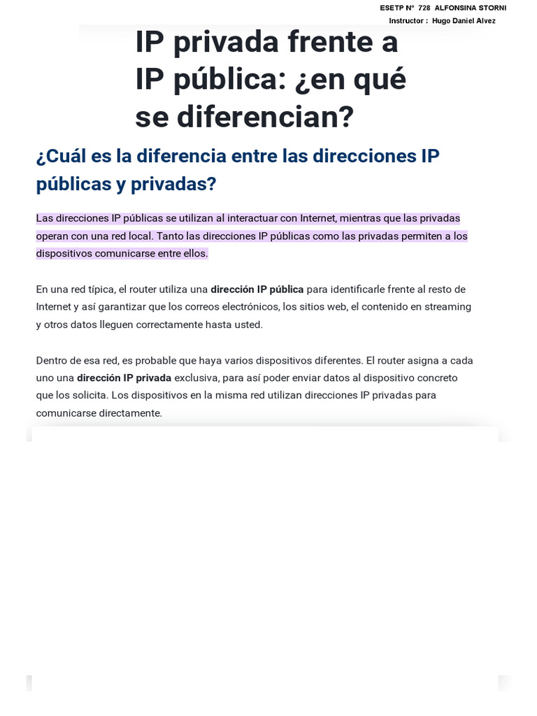 Diferencias IP Públicas y Privadas | PDF | Dirección IP | Enrutador ...