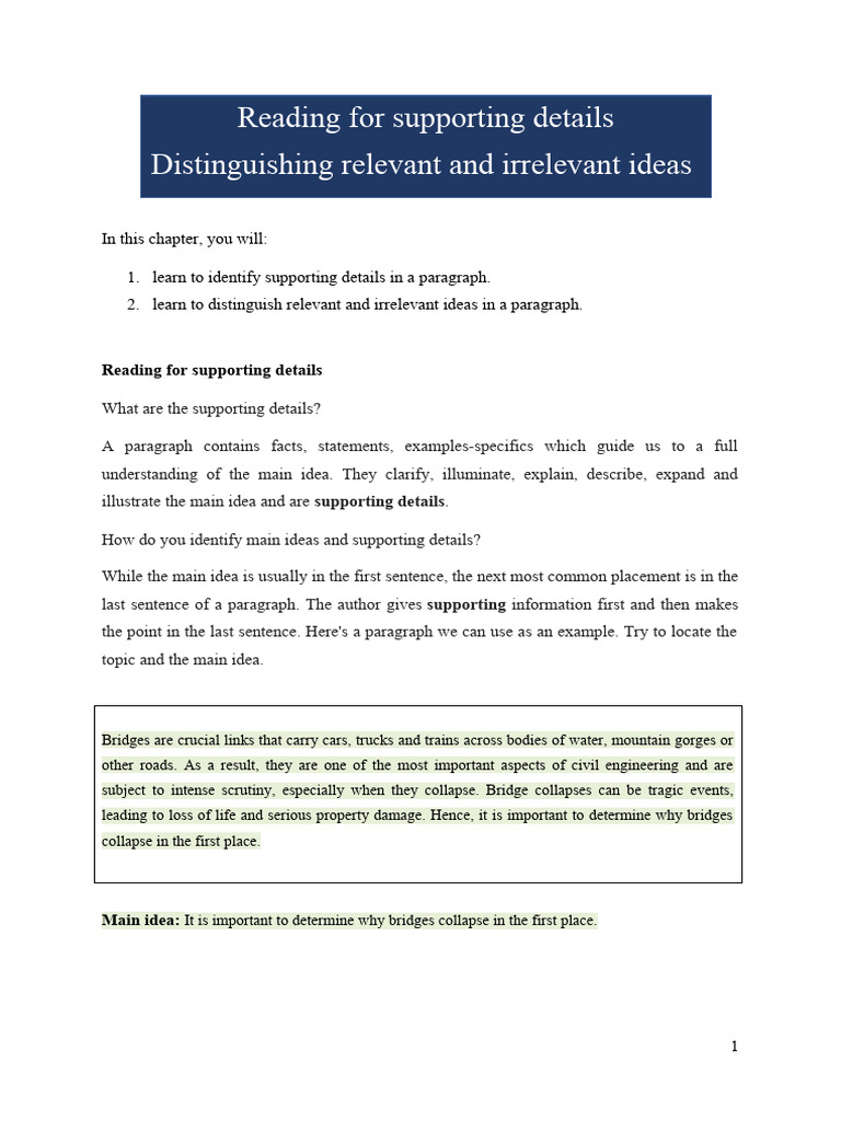 2-Reading For Supporting Details | PDF