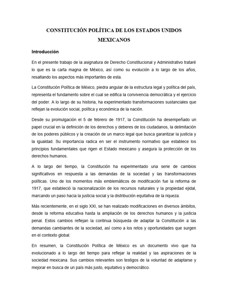 Constitución Política de Los Estados Unidos Mexicanos | PDF ...