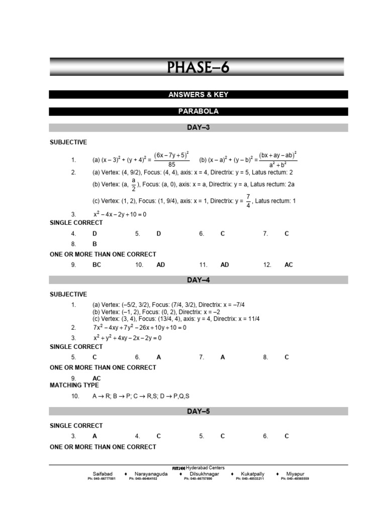 PH-6 - Adv - Answers - Maths | PDF | Euclidean Geometry | Manifold