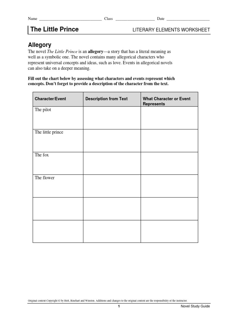 The Little Prince - Allegory | PDF