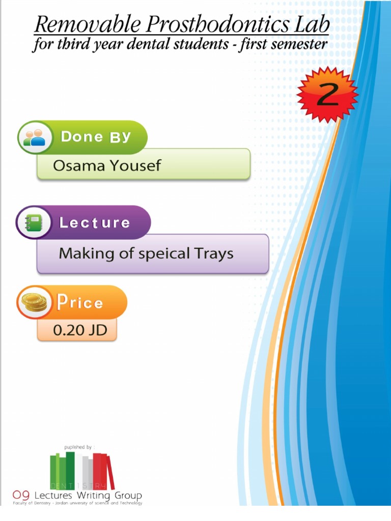 Prosthodontics Lab 2, Making of Special Trays | PDF | Dentures | Poly ...