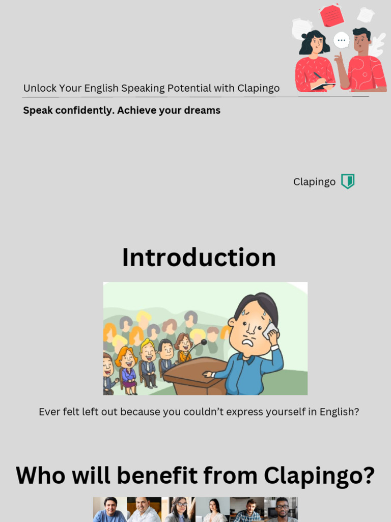 Clapingo - Speak English Fearlessly | PDF