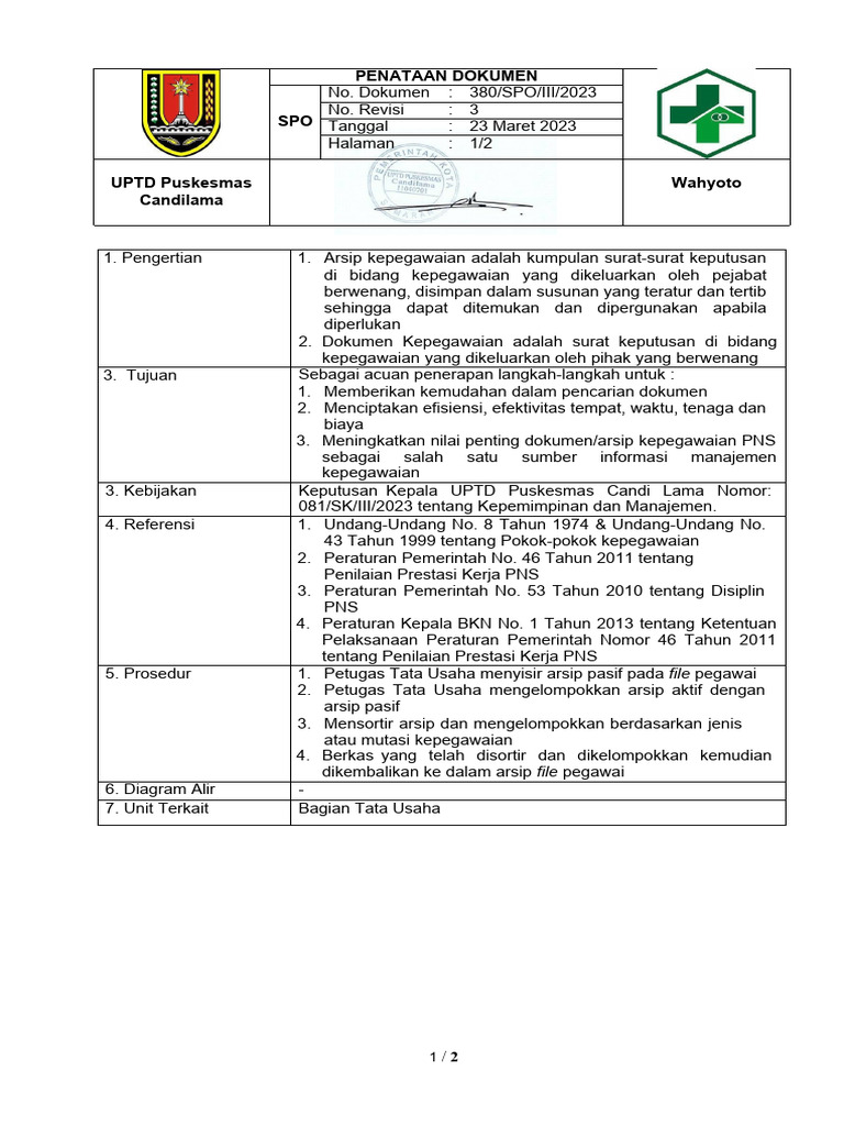 1.2.2.3 Spo Penataan Dokumen | PDF