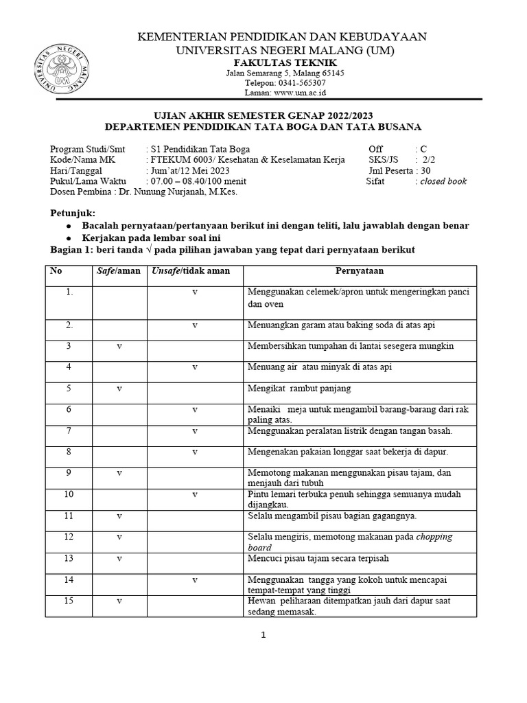 Soal UAS k3 2023 | PDF