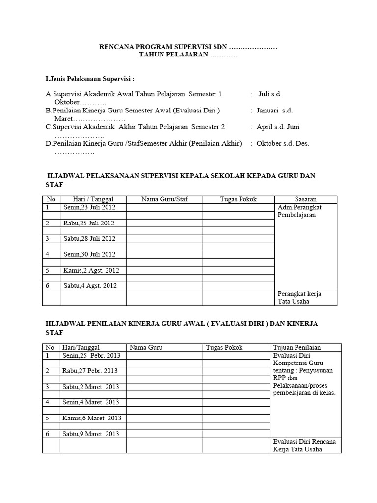 Contoh - RTL Hasil Supervisi | PDF