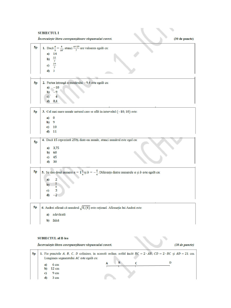 Simulare Octombrie | PDF