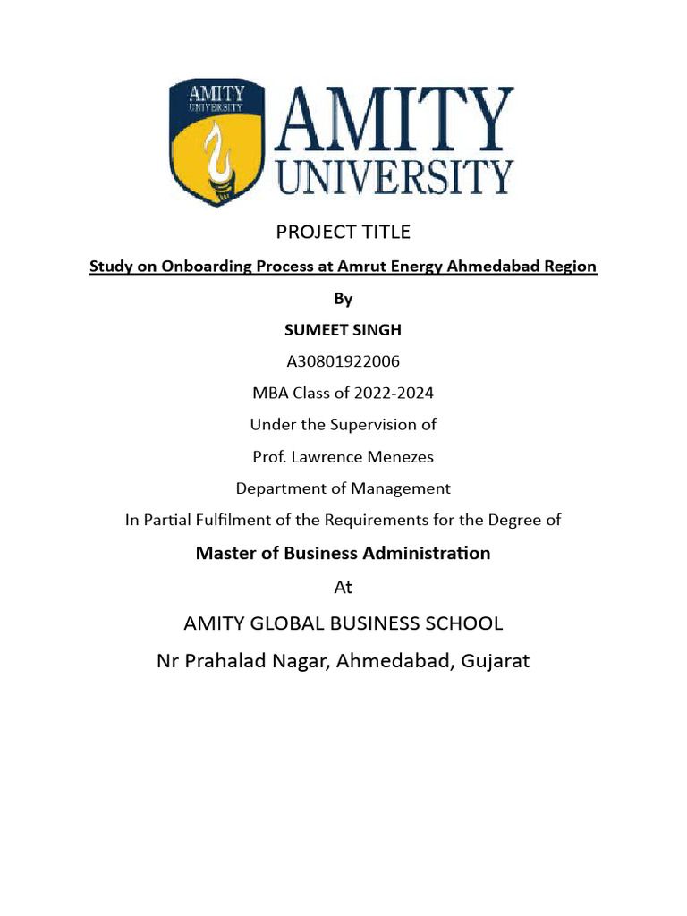 Amrut Energy Onboarding Study | PDF | Business