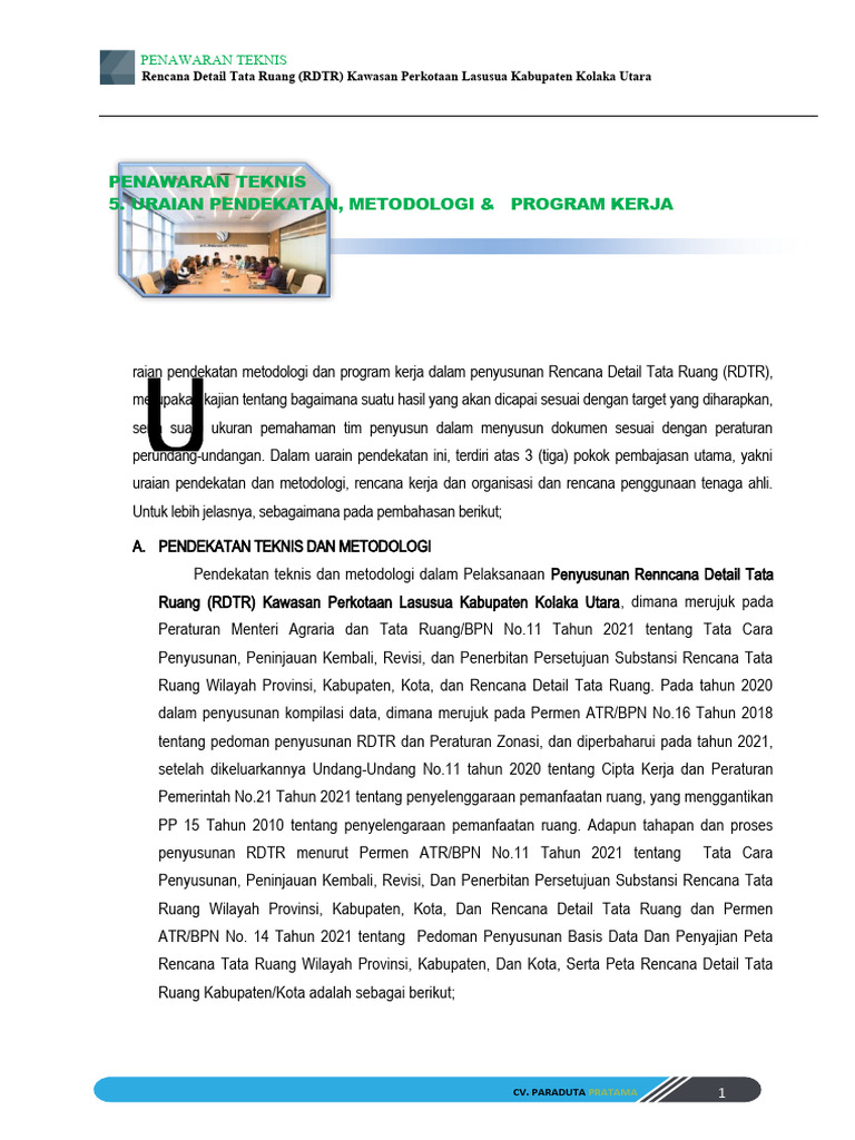 Teknis 5 (Uraian Pendekatan Metodologi Dan Program Kerja) | PDF