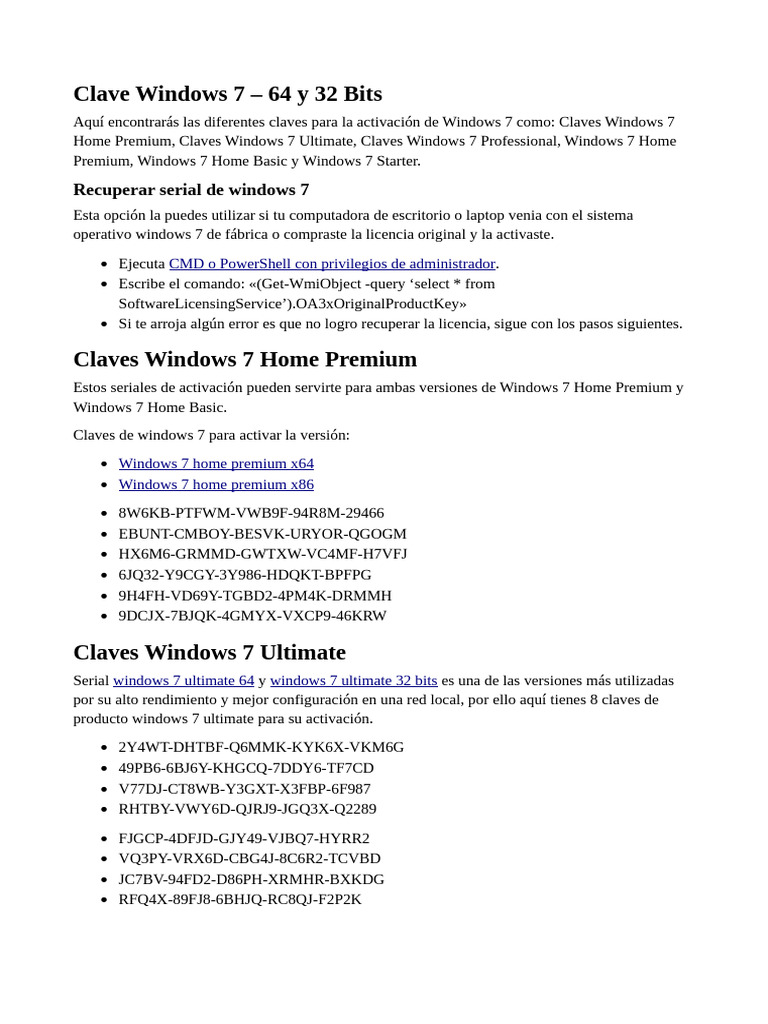 Clave Win7 | PDF