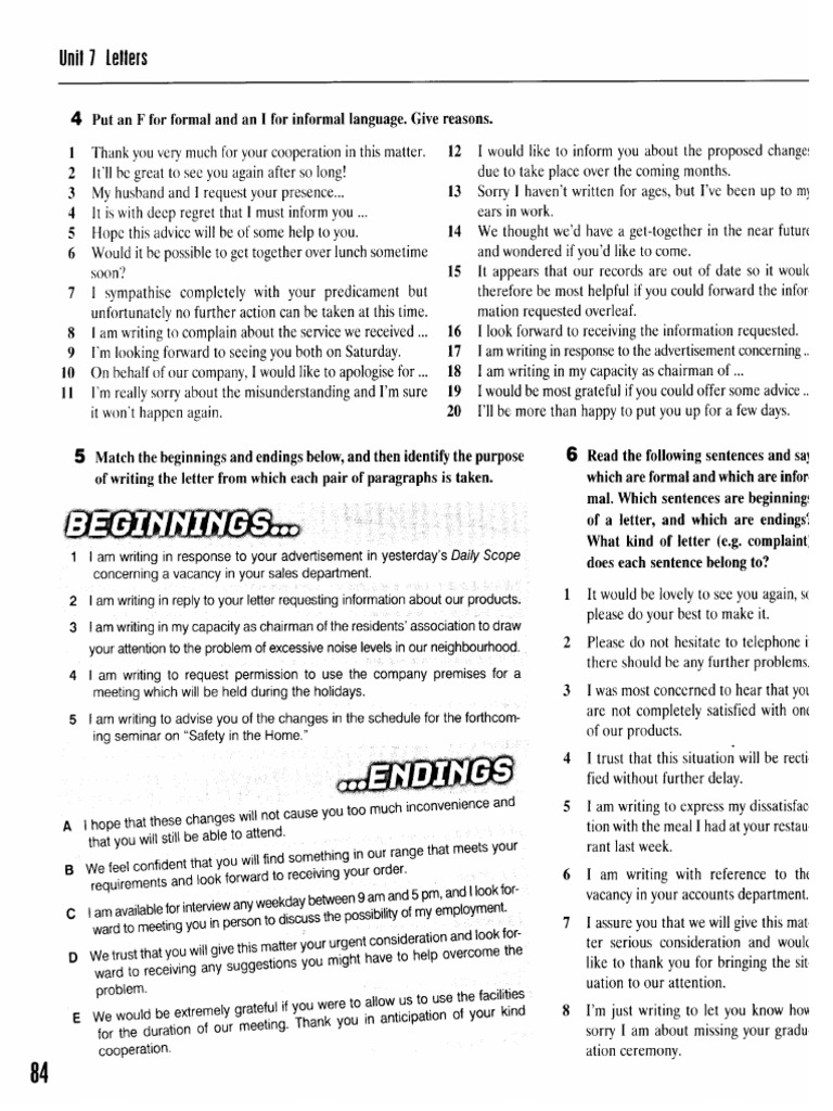 Exercise (1) - Identifying Formal and Informal - Beginnings and Endings | PDF
