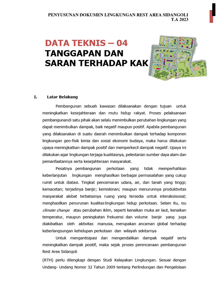 04 DATA TEKNIS 04 - Tanggapan Terhadap KAK | PDF | Teknologi & Rekayasa