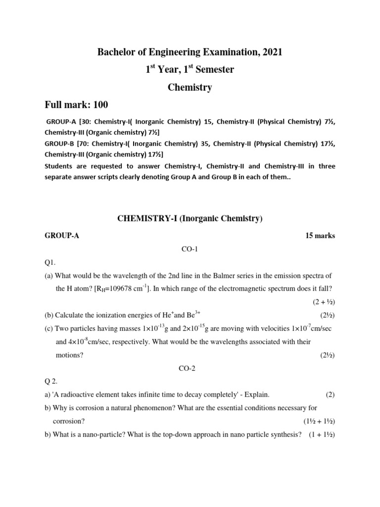 Chemistry 2021 PAPER | PDF | Chemistry | Electrochemistry