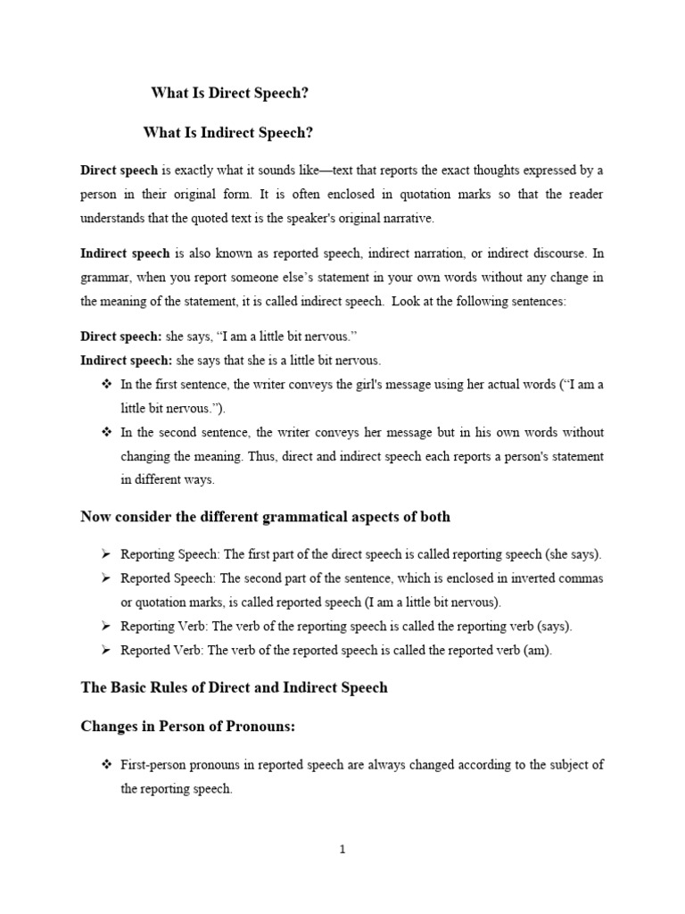 Direct and Reportd Speech | PDF | Verb | Grammatical Tense