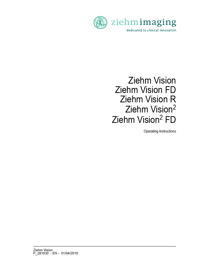 Ziehm Imaging Vision FD R 2FD C Arm Systems P 281030 r201901 | PDF | Medical Imaging | Radiology