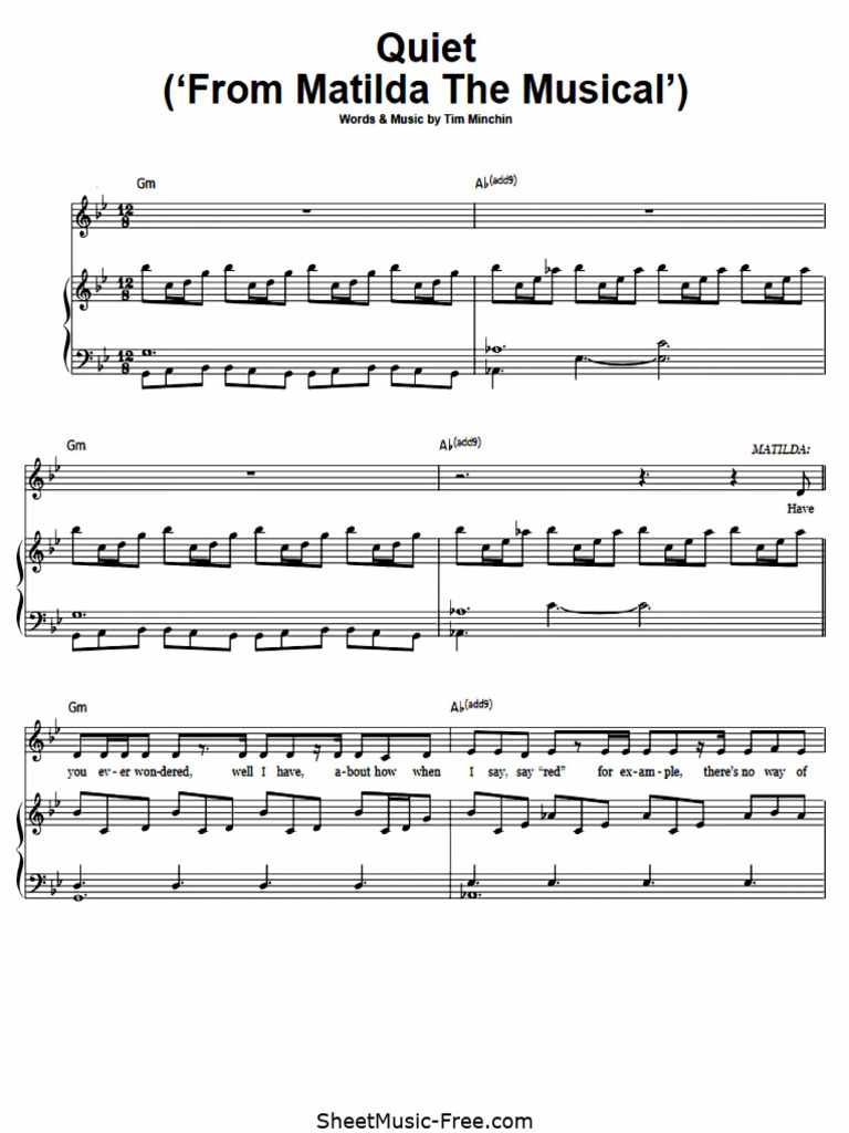 Quiet Sheet Music Matilda The Musical SheetMusic | PDF