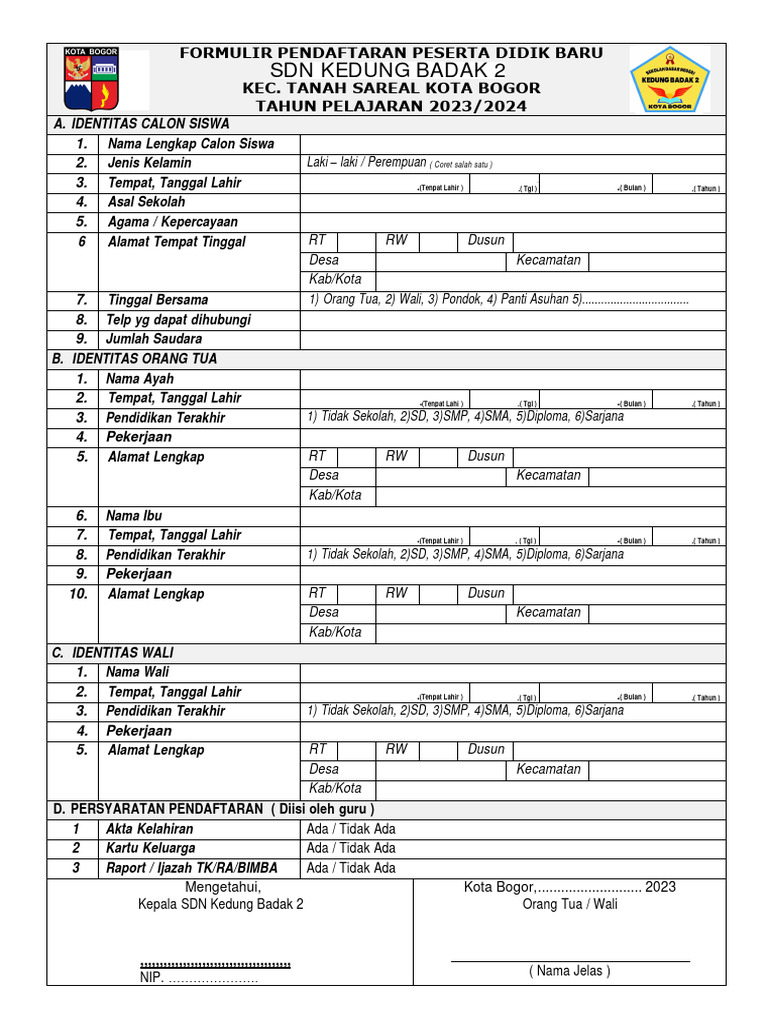 Formulir PPDB 2023 | PDF
