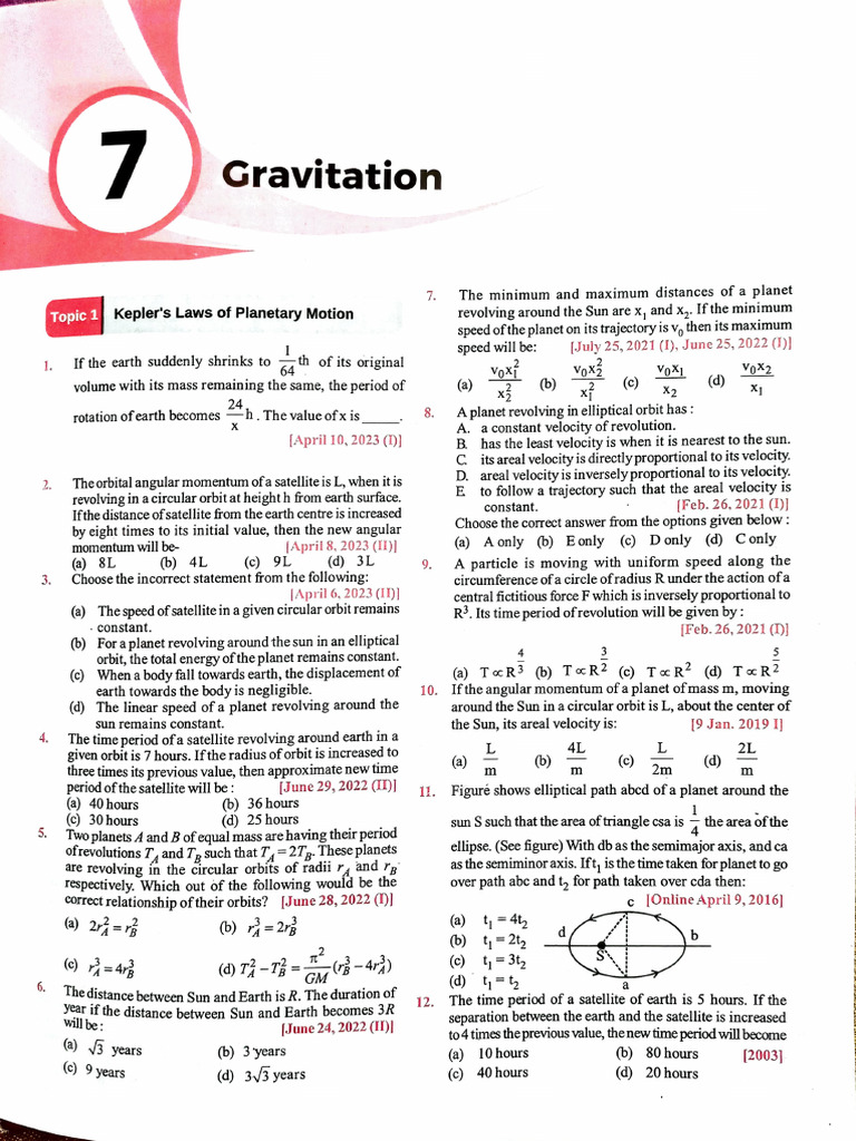 Gravitation (PYQs) | PDF