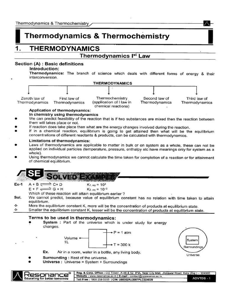 Resonance Thermodynamics Module. | PDF