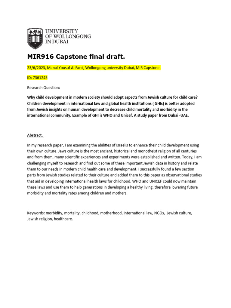 MIR916-spring2023-Capstone Template | PDF | Circumcision | Surrogacy