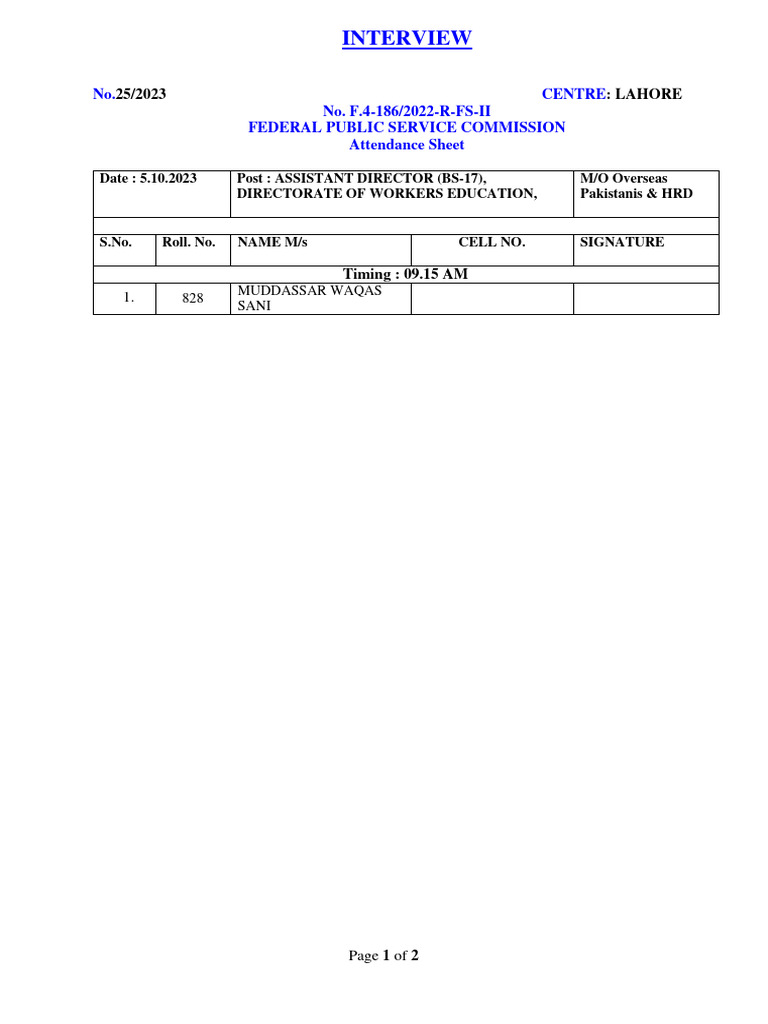 186-2022 Interview Attendance | PDF