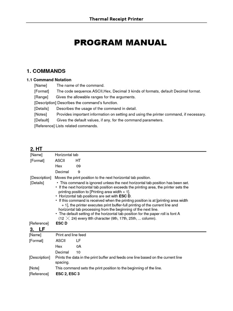 80mm Receipt Printer Program Manual | PDF | Ascii | Printer (Computing)