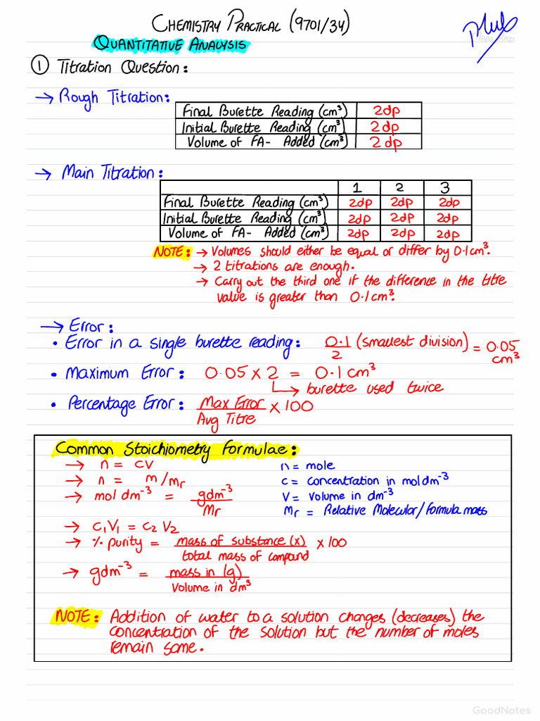 Chem Practical 9701 p3 Notes | PDF