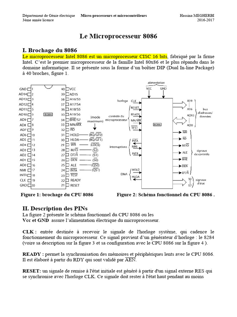 Introduction au microprocesseur 8086 | PDF | Microprocesseur | Informatique