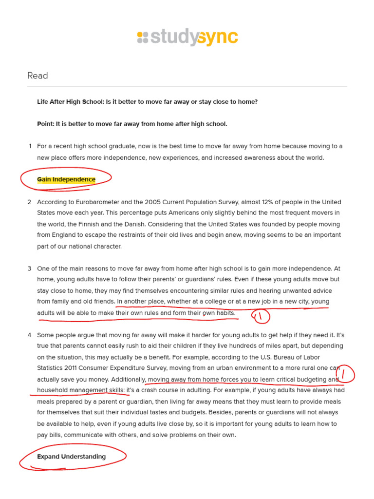 StudySync - Read - Life After High School | PDF | Adolescence | Family