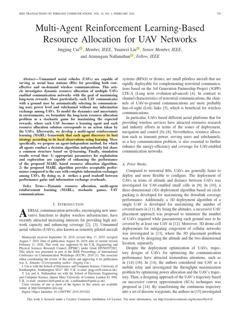 Multi Agent Reinforcement Learning Based Resource Allocation For Pdf