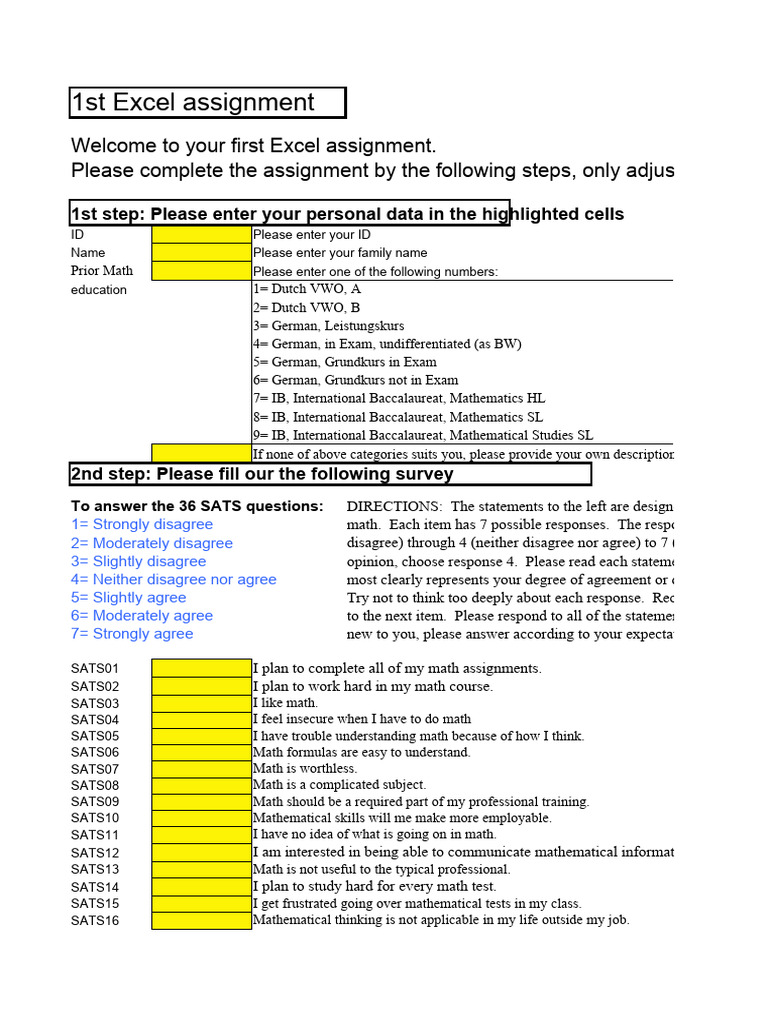 First Excel Assignment 2023 | PDF | Mathematics | Cognition