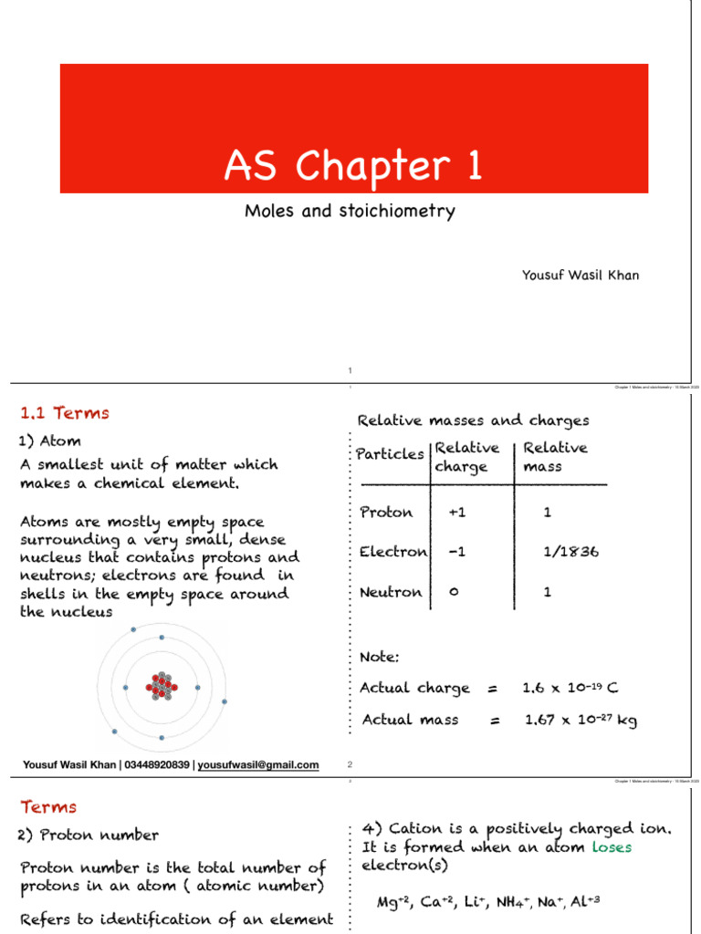 Chapter 1 Moles and Stoichiometry | PDF | Mole (Unit) | Stoichiometry