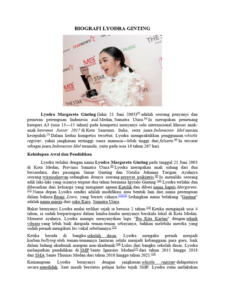Biografi Lyodra Ginting | PDF
