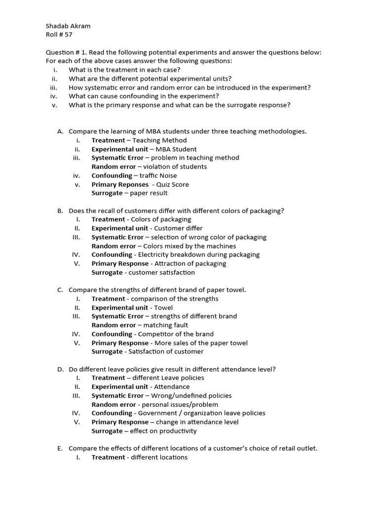 Experimental Design Analysis | PDF