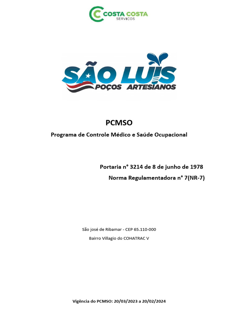 PCMSO: Controle Médico Ocupacional 2023-2024 | PDF