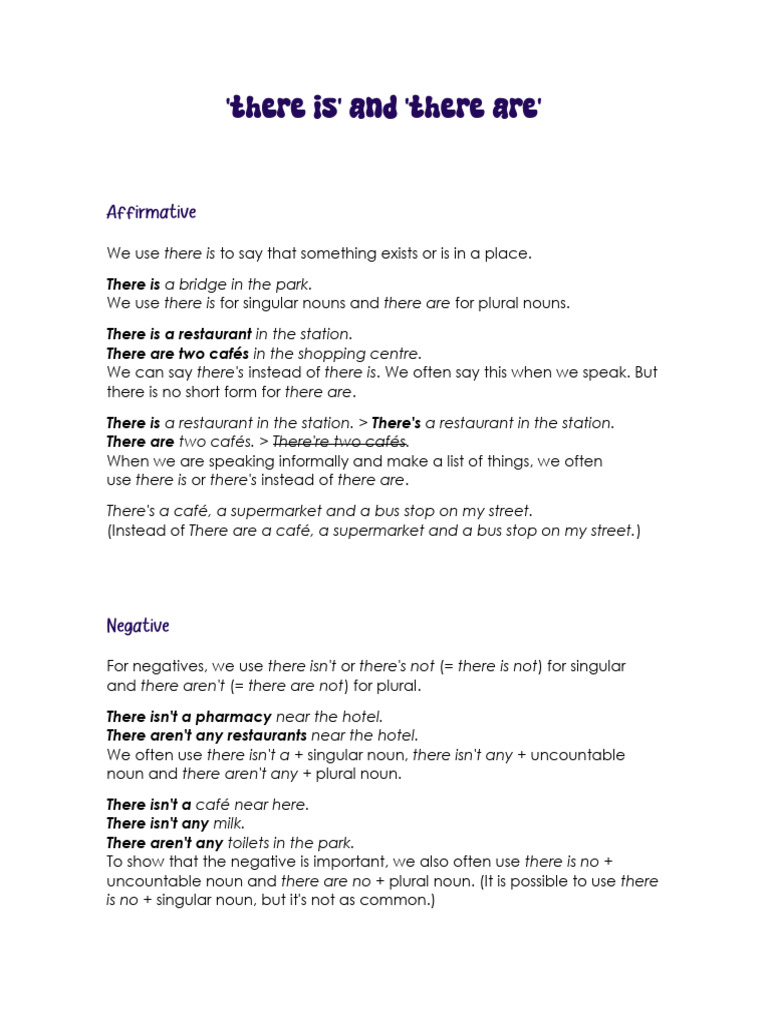There Is and There Are | PDF | Plural | Noun