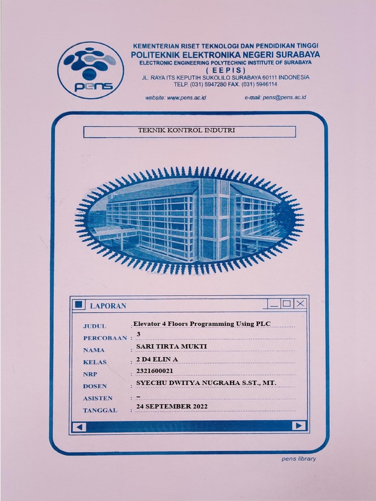 Sari Tirta Mukti - LaporanTKI-3 - ELEVATOR 4 FLOORS PROGRAMMING USING PLC | PDF