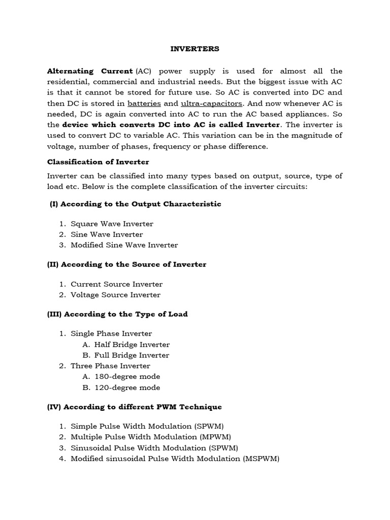 Inverter Classifications and Types | PDF | Science & Mathematics ...