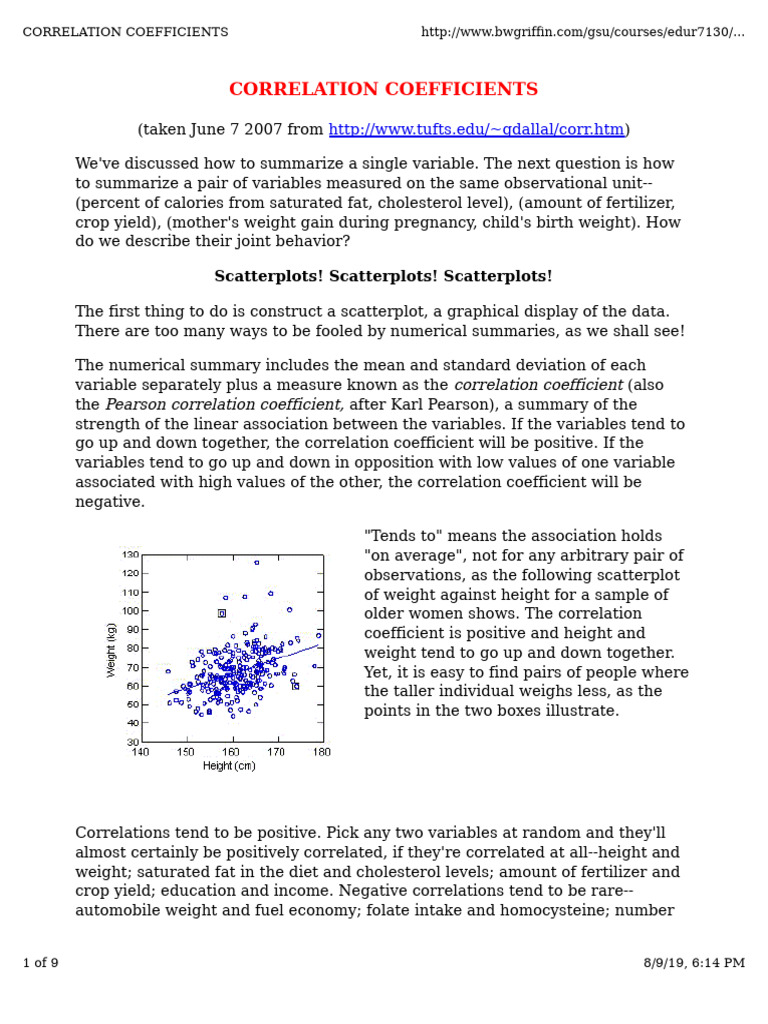 Correlation Coefficients | PDF