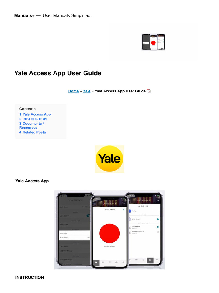 Yale Access App User Guide | PDF