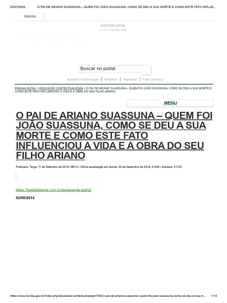 João Suassuna: Vida e Morte do Pai de Ariano | PDF | Rio de Janeiro