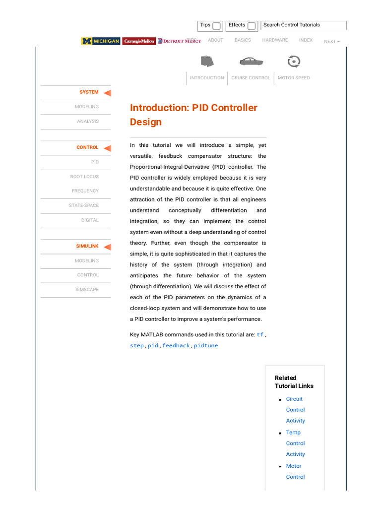 Pie Control Tutorial | PDF | Control Theory | Electrical Engineering