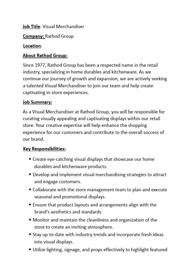 Visual Merchandiser | PDF | Career & Growth | Business