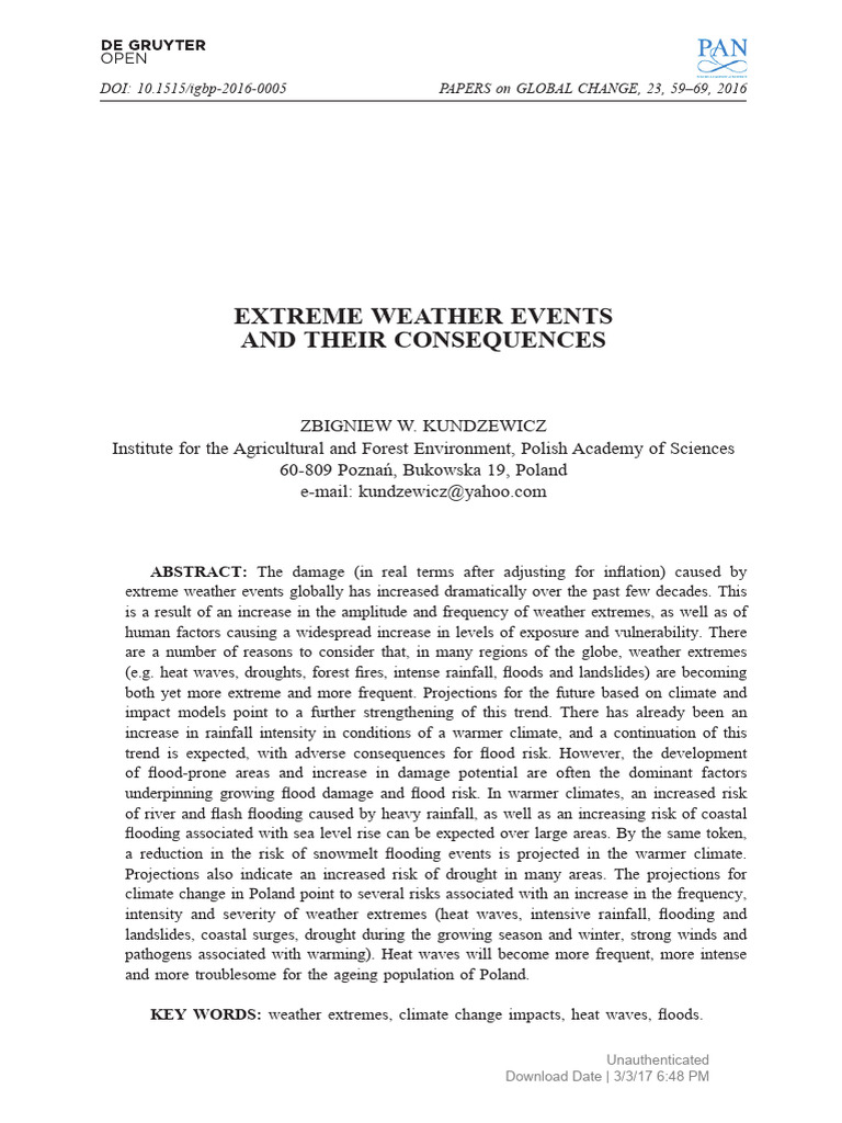 PDF Extreme - Weather - Events - and - Their - Consequences | PDF ...