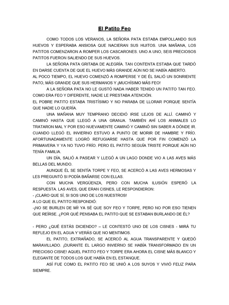 Actividades Patito Feo | PDF | El patito feo