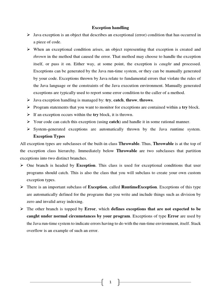 Chapter Two And Exception Handling Pdf Java Programming Language Class Computer