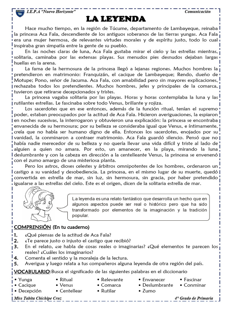 La Leyenda - 4to Grado | PDF